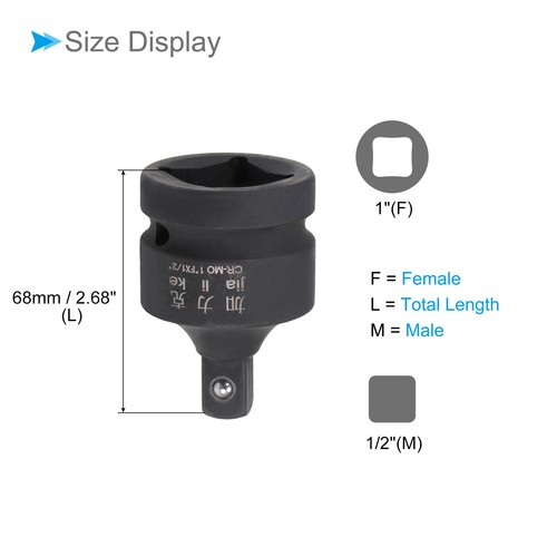 Socket Reducer 1" Female to 1/2" Male CR-MO Steel Impact Driver ...