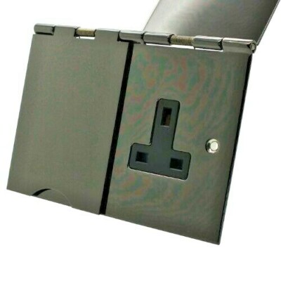 Black Nickel Floor Plug Socket - Twin Double 13amp with Flaps - Flush ...