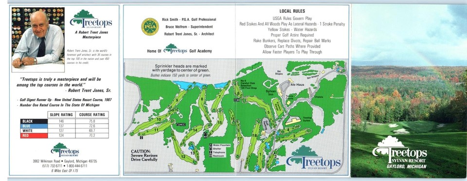 GAYLORD, Michigan MI~ 4 Panel TREETOPS GOLF COURSE Score Card ROBERT ...