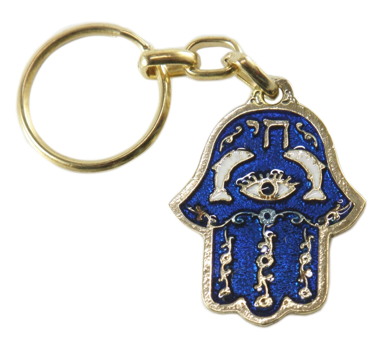 CHAI Israel Jewish Lucky Charm Hamsa Keychain Ring Hebrew Travelers ...