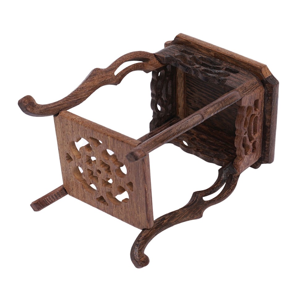 Square Tree-root Carved Bonsai Base Display Stand 10*10*15.5cm Oriental ...