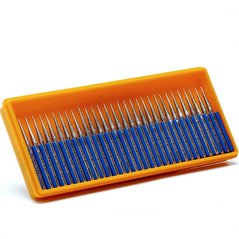 30Pcs 2.35mm Diamond Grinding Head Tapered Point Needle Bit Burrs ...