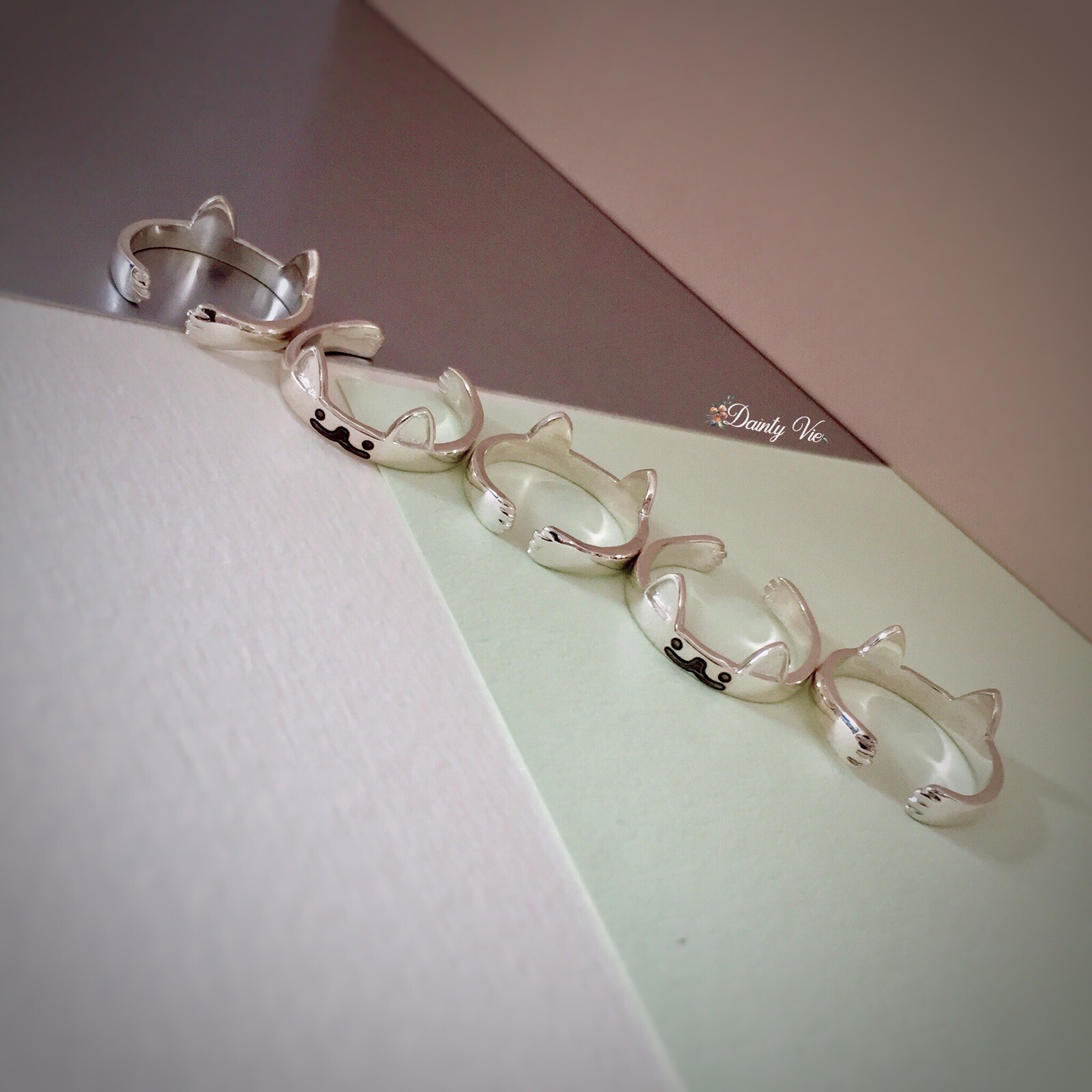 Meowing Cat Ring - Paw Hug Ring - 925 Sterling Silver - Handmade ...
