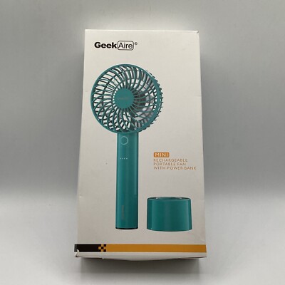 Geek Aire Mini Rechargeable Portable Fan + Power Bank 6 Blade 5 Speed ...