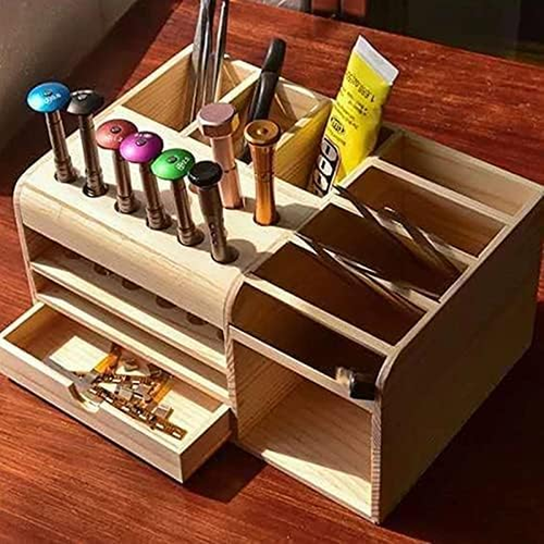 Mutifunctional bamboo Wooden Storage Box Desktop Phone Repair ...