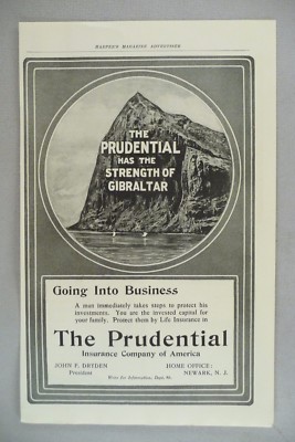 Prudential Life Insurance PRINT AD - 1904 ~ Rock of Gibraltar | eBay