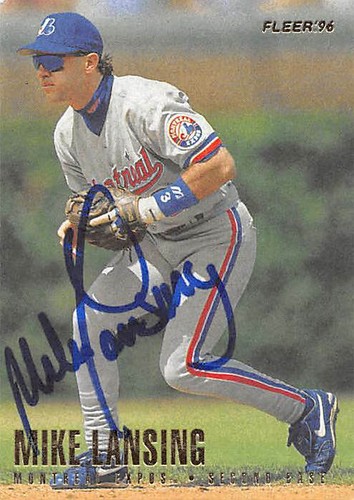Mike Lansing autographed Baseball Card (Montreal Expos, SC) 1996 Fleer ...