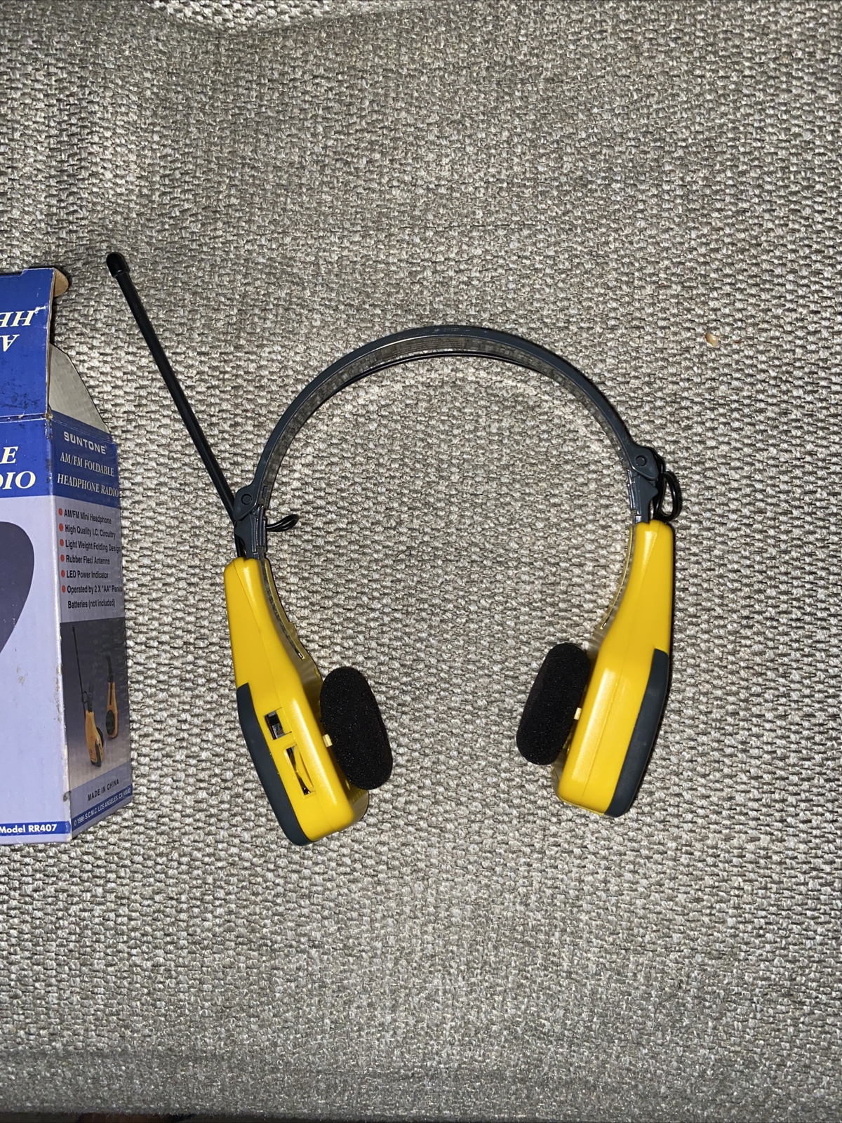 Vintage Suntone AM/FM Foldable Headphone Radio Yellow 1995 RR407 Retro ...