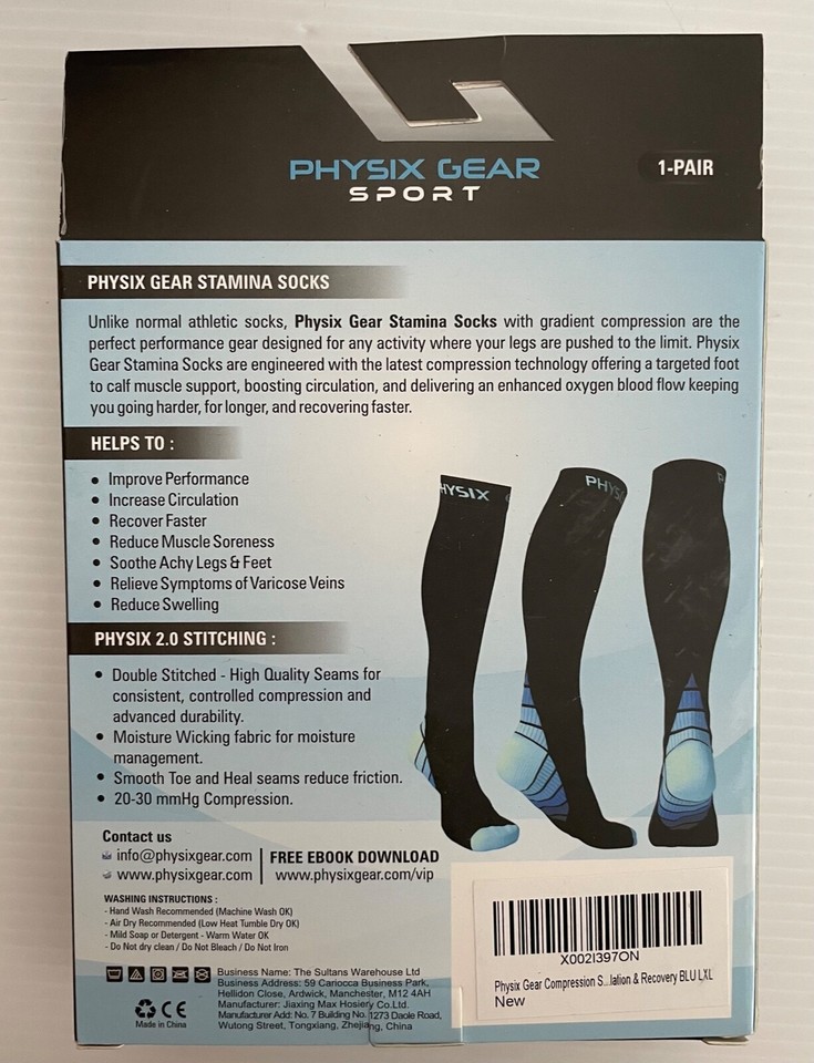 LOT OF 6 PHYSIX GEAR STAMINA GRADUATED COMPRESSION SOCKS SIZE L/XL ...