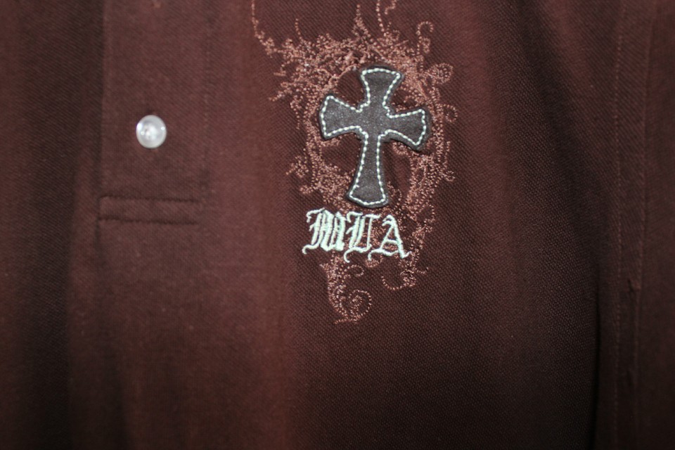 NEW Mens Monarchy Embroidered Cross Polo - Brown - Size Large | eBay