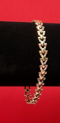 18kt Tri-Color Solid Gold Chevron Style Bracelet 7.5" | eBay