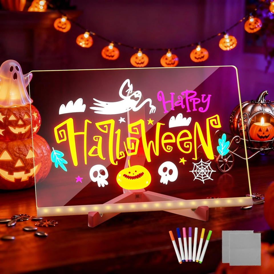 LED Drawing Board 11.9"X7.9" Acrylic Light-Up Board with Stand, 7 ...