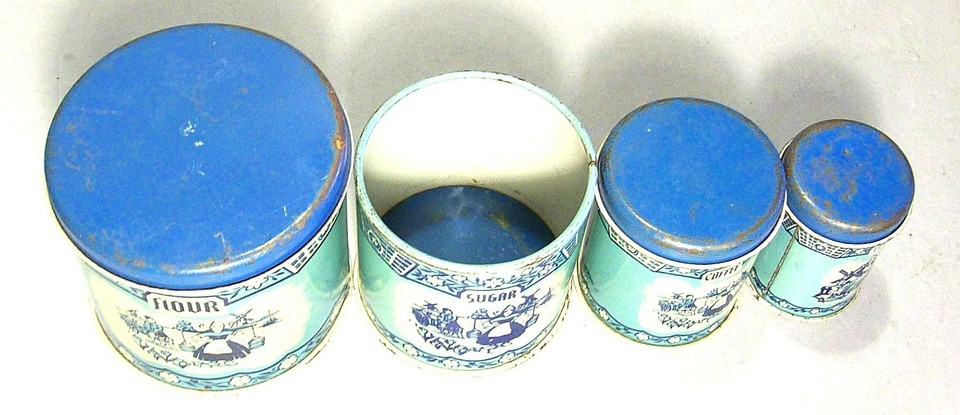 Set of 4 Vintage Wolverine Nesting Toy Kitchen Canisters, Dutch Theme ...