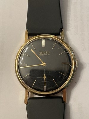 Vintage Gruen Precision GP Watch Manual Wind Black Dial 33 mm Works | eBay