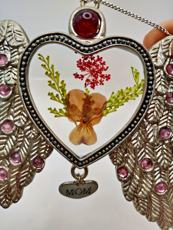 Banberry Designs Angel Wings Mom Suncatcher Real Dried & Pressed ...
