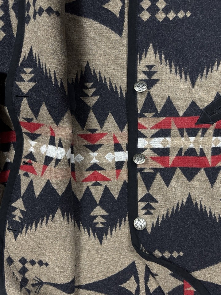 Pendleton Rock Point Pattern Virgin Wool Blanket Coat Reversible Aztec ...