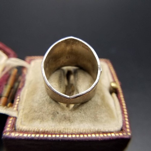 BM engraved multi-stone stamp work 925 silver vintage shield ring | eBay