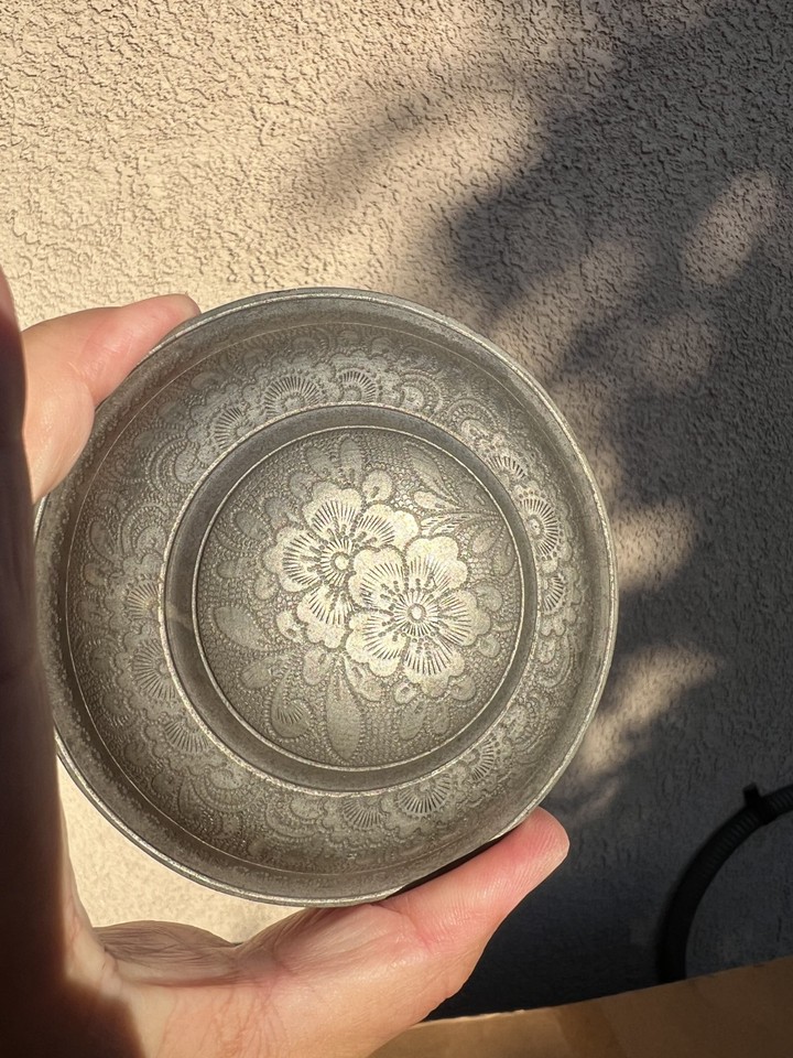 Antique Chinese Tin-Engraved Multi-Layer Lid Box w/ Floral Patterns ...