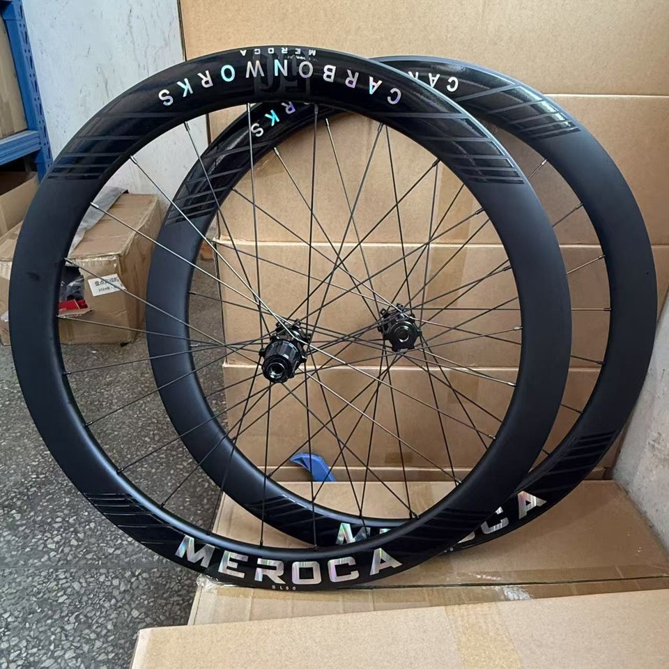MEROCA 50mm Carbon Wheelset Clincher 700C Disc Brake Road Bike Wheels 6 ...