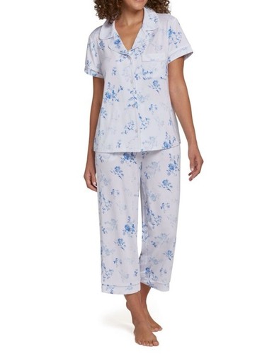 LOFT Notch Ladies Collar Capri Sleep Set Size Medium Blue Floral NEW ...
