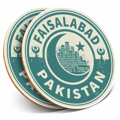 2 x Coasters - Pakistan Faisalabad Green Travel Home Gift #7443 | eBay UK