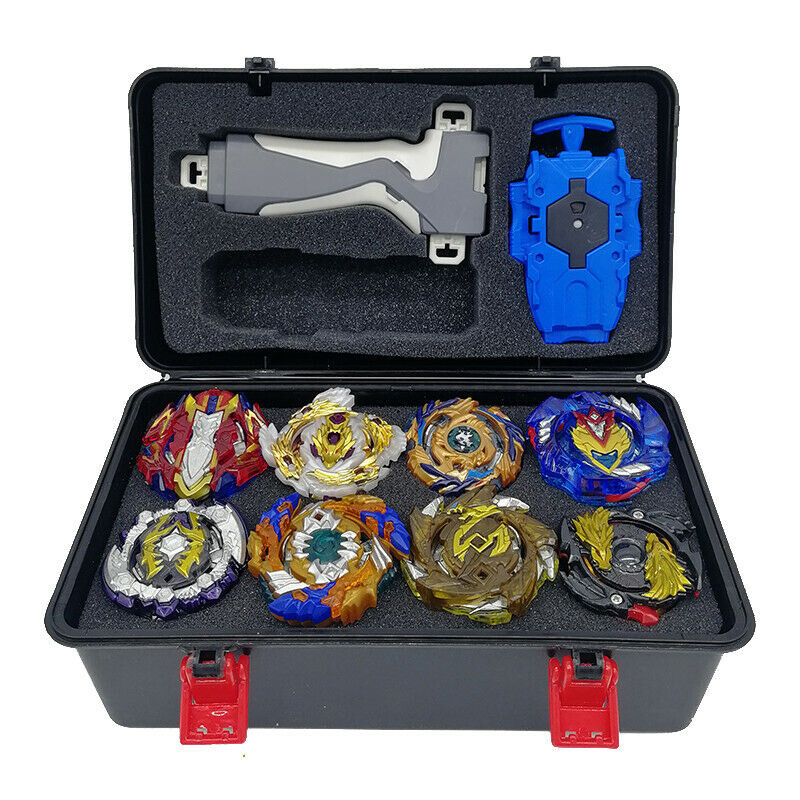 Beyblade 8x Burst Set Spinning with Grip Launcher + Portable Box ...