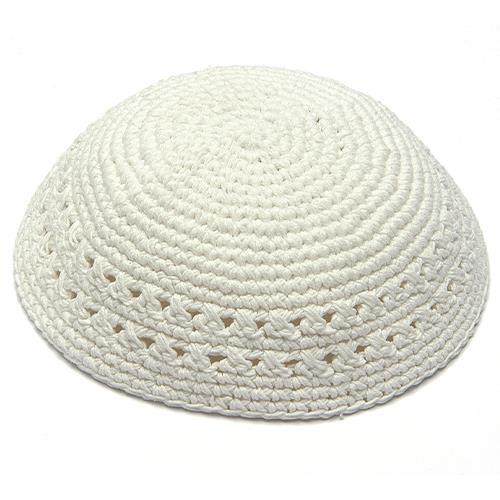 White Knitted skullcap Kippah Yarmulke Tribal Jewish Yamaka Kippa ...