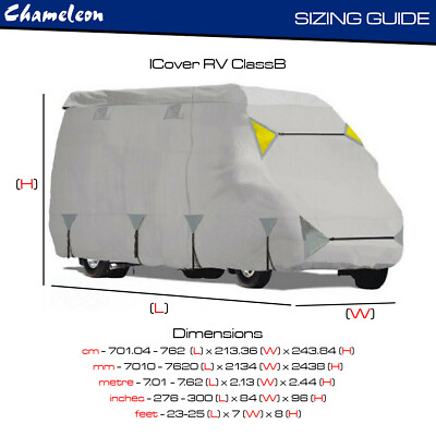 Motorhome Cover CLASS B RV | 7 - 7.5m | 6x zips, 4 air vents, 160gsm ...