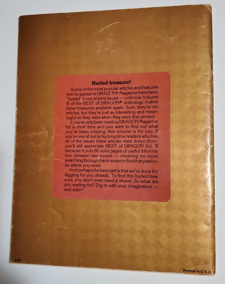 Vintage Dragon Magazine Best of Dragon Vol III Fine Condition From 1983 ...