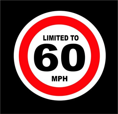 LIMITED TO 60 MPH speed restriction stickers choice of 3 sizes vehicle ...