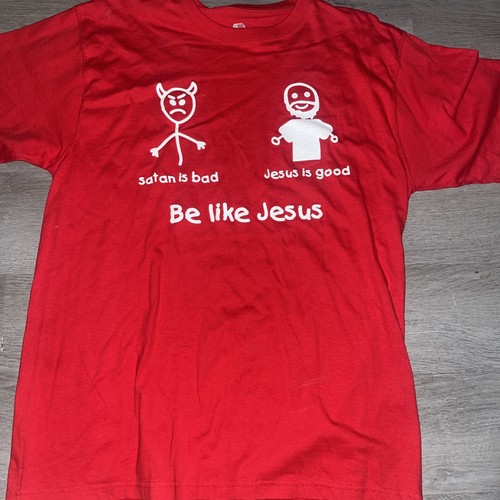 SATAN BAD JESUS GOOD COOL FUN LARGE TEE SHIRT ROCK N ROLL TEE HUMOR FUN ...