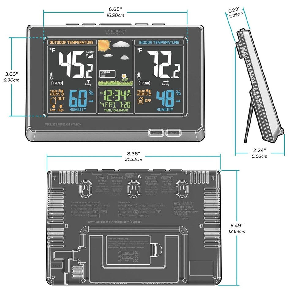 Advanced Weather Station with Full-Color LCD & Atomic Time for Home ...