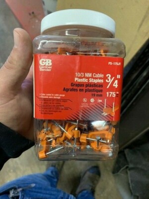 PS-175JT 3/4" Orange Plastic Romex Wire Staples Gardner Bender-175 ...