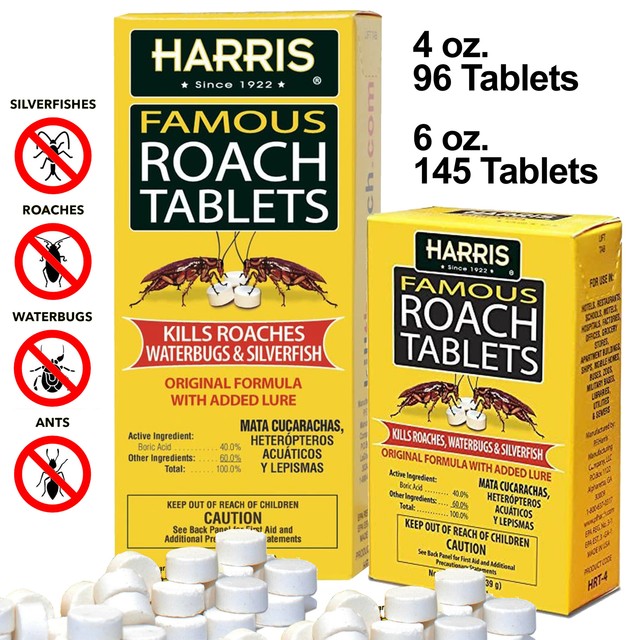 Harris Roach Tablets Boric Acid Killer With Lure 6oz Yellow for sale ...
