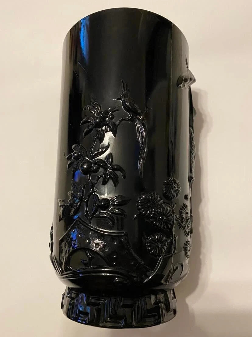 Vintage Fenton Black Ebony Asian Mandarin Empress 3D Vase 9.5” tall | eBay