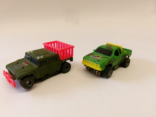 TYCO THE LOST WORLD (JURASSIC PARK) HUMVEE & PICKUP SLOT CARS...TESTED ...