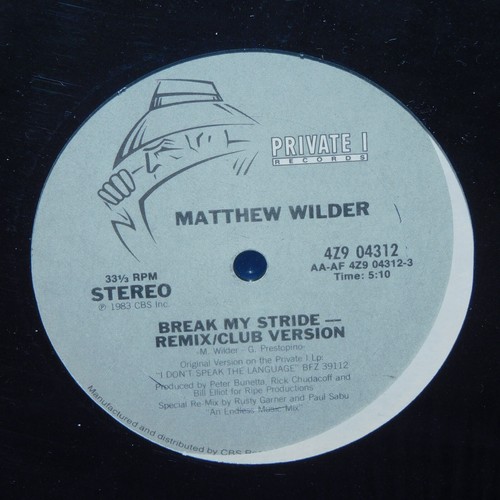 MATTHEW WILDER -BREAK MY STRIDE REMIX/DANCE VERSION+ DUB VERSION---12" SYTH POP | eBay