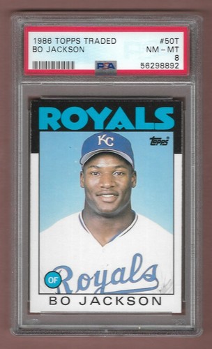 BO JACKSON 1986 TOPPS TRADED ROOKIE RC #50T GRADED PSA 8 NM-MT ROYALS ...