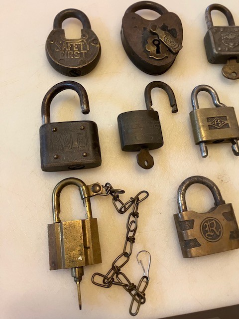 Lot 11 Antique Padlocks. some w/ keys and FOB's. | eBay