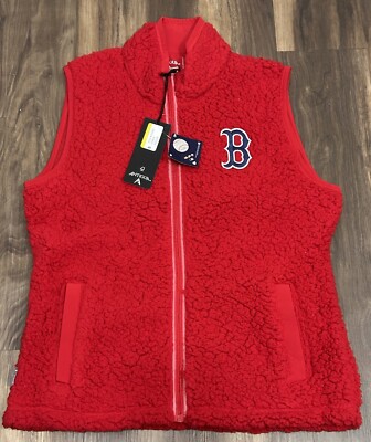 Womens MLB Boston Red Sox Red Fuzzy Vest Size Small | eBay