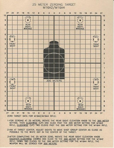 Two Sided Official DOD 25 Meter Zeroing Target, 8-3/4" x 11-1/4", 300m ...