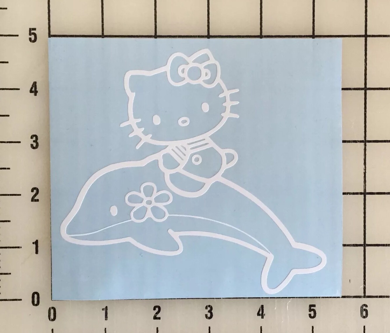 Hello Kitty Dolphin 5" Wide White Vinyl Decal Sticker | eBay