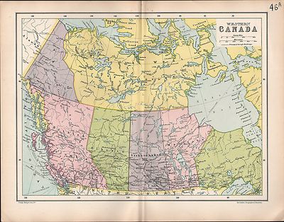 1903 MAP ~ WESTERN CANADA ~ BRITISH COLUMBIA ALBERTA MANITOBA ...