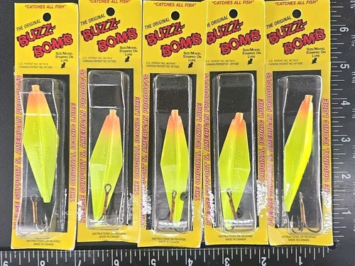 5 New Buzz Bomb Fishing Lures - Bb 3XH (Extra Heavy) Yellow/Red | eBay