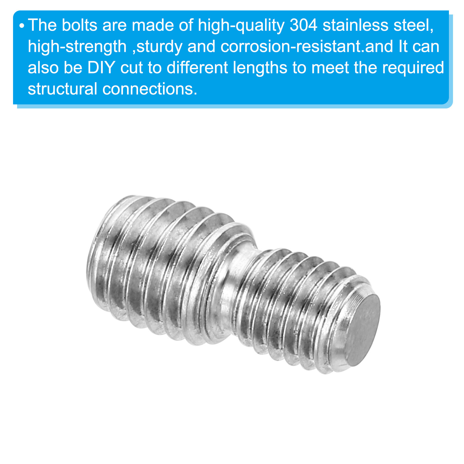 10pcs M8x1.25 to M10x1.5 Double End Threaded Stud Screw Bolt Rod 20mm ...