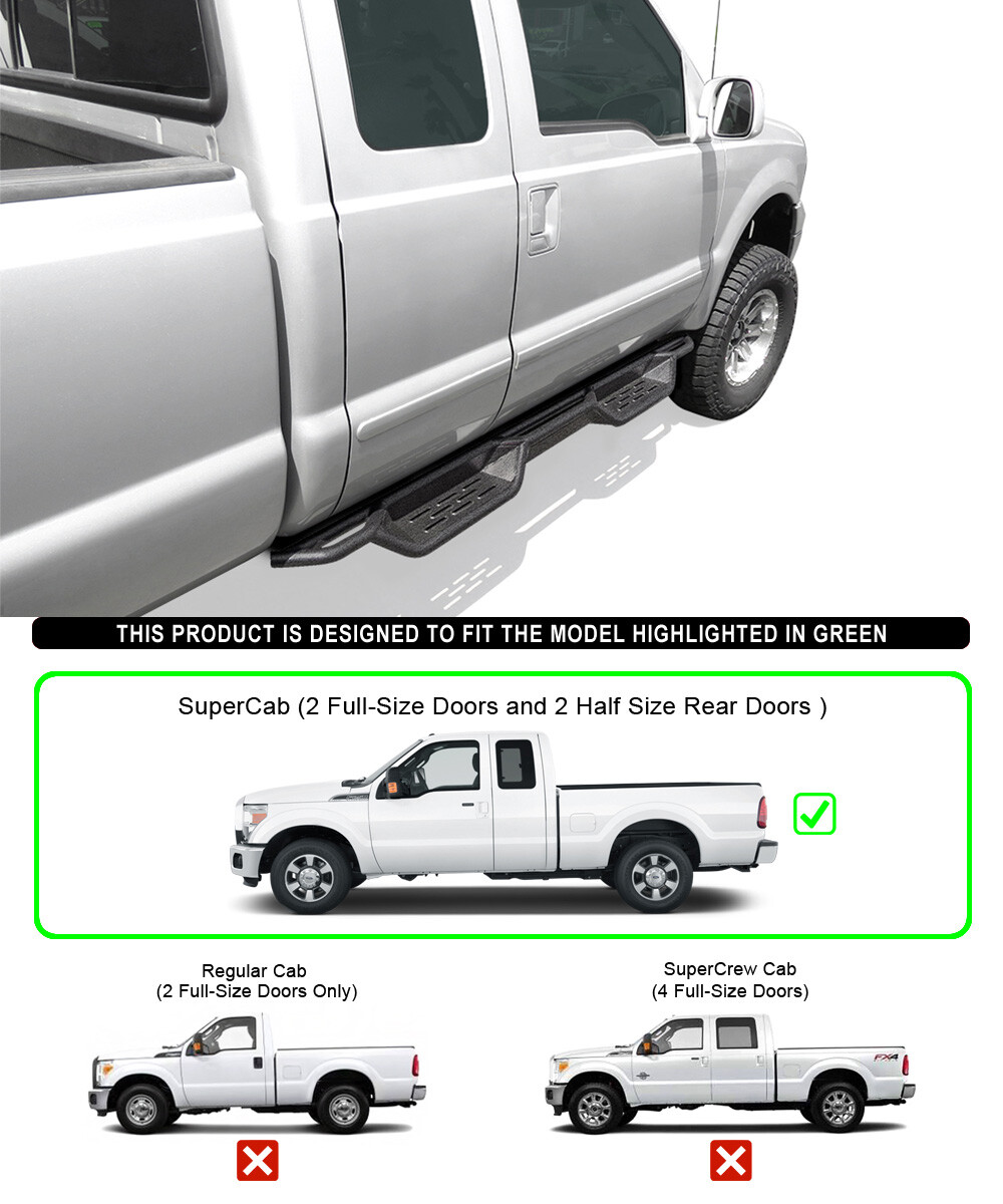 Black Drop Down Steps Fit 99-16 Ford F250 F350 SuperDuty SuperCab | eBay