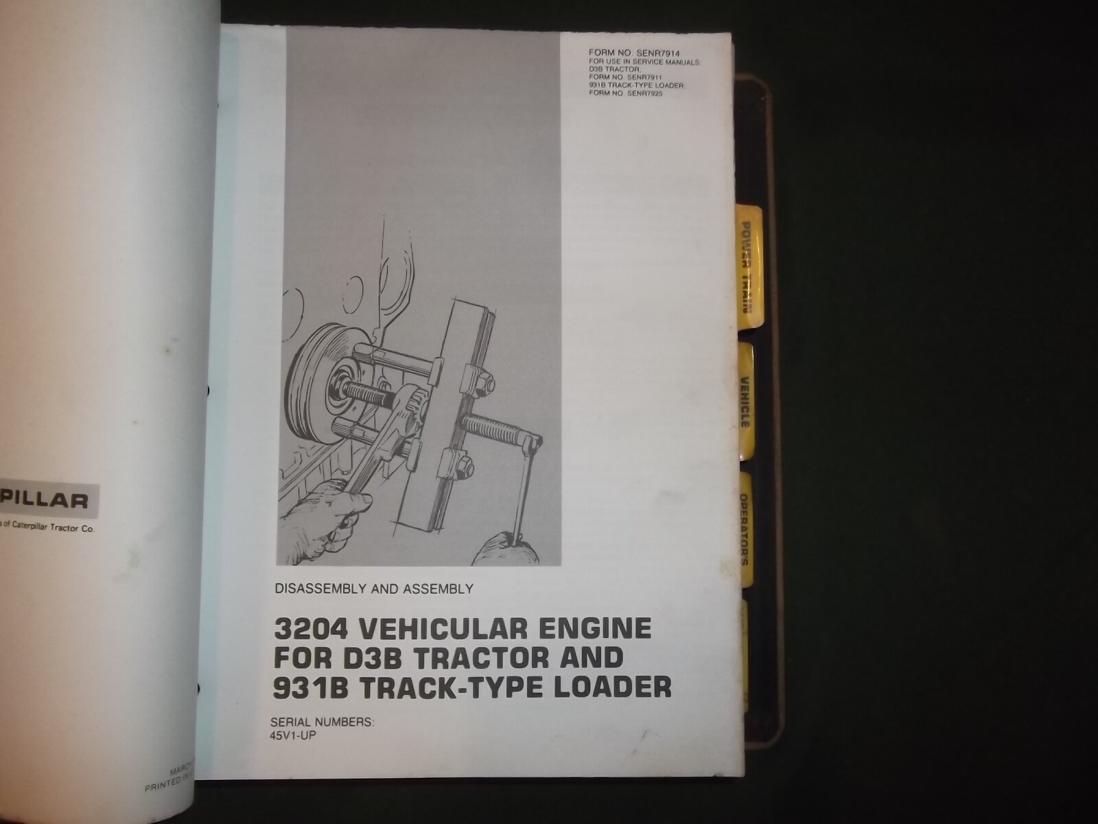 CATERPILLAR D3B TRACTOR DOZER SERVICE SHOP REPAIR BOOK MANUAL OEM ...