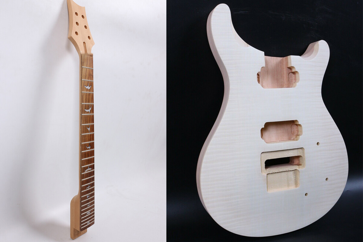 Guitar Body Mahogany Flam Maple Cap DIY Electric Guitar 24.75 24 fret ...