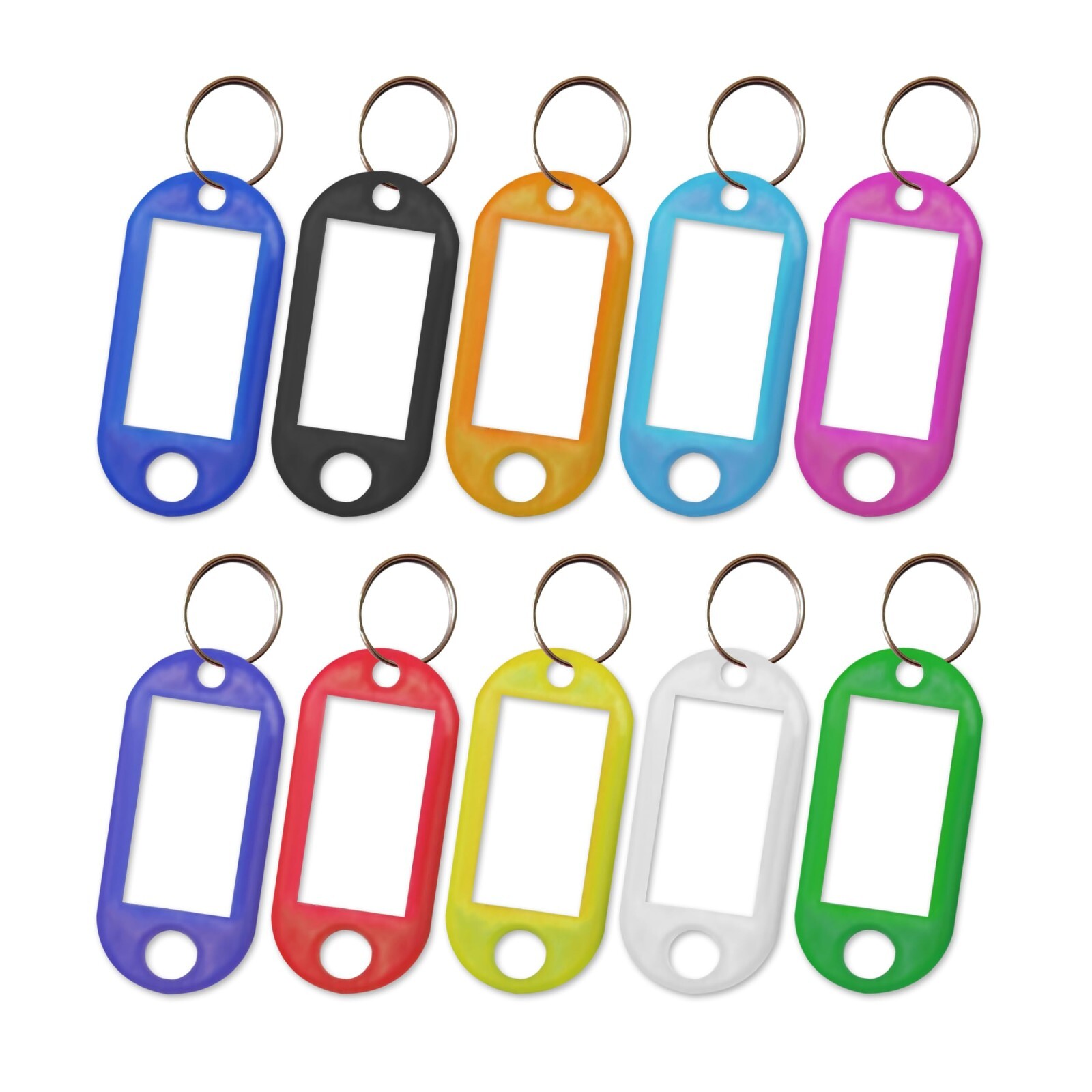 Key Tags Fobs Plastic Luggage ID Labels Keyrings Name Cards 10 Colours ...