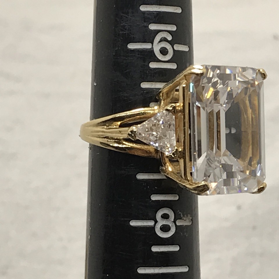 Vintage 18K GE Yellow Gold and Clear Cubic Zirconia's In Huge Design ...